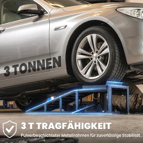 HOMCOM sada 2 hydraulických ramp, nosnost 3 tuny, nastavitelná výška 23–32,5 cm, pro pneumatiky do 23 cm, zvedací rampy pro výměnu oleje do garáže a …