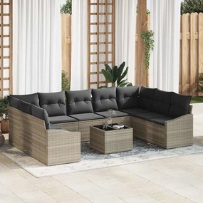 Set pohovek 10 ks Světle šedá polyratan 3346892