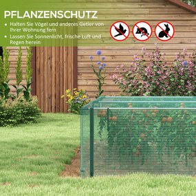 Outsunny stan na ochranu rostlin 1,25 x 3,73 m s dveřmi na zip, větruodolná síť proti hmyzu pro zeleninu a rostliny, síť proti škůdcům | Aosom.de