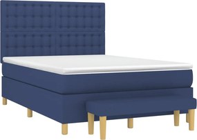 Box spring postel s matrací modrá 140x190 cm textil 3137475
