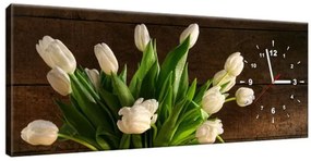 Tištěný obraz s hodinami Okouzlující bílé tulipány 30x30cm ZP1257A_1AI