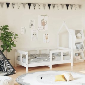 Dětská postel bílá 70 x 140 cm masivní borové dřevo - Default Title