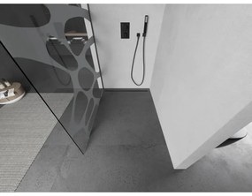 Mexen Kioto L, sprchová zástěna Walk-In 110 x 200 cm, 8mm čiré sklo bílý vzor, ​​grafitový profil, 800-110-103-95-97
