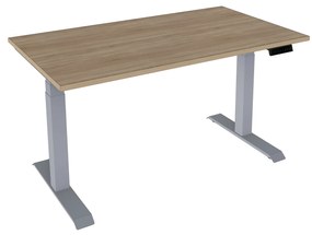 NOBL Dynamic + Elektr. nastavitelný polohovací stůl 140x80 s pamětí Dynamic + Dekor stolové desky: dub bardolino, Barva podnože: šedá