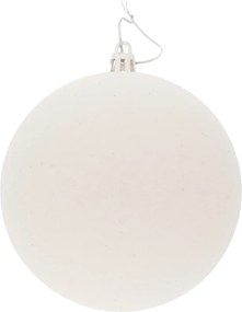 Sada vánočních ozdob bílé glitter 10 cm plastová koule, balení 6 ks