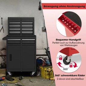 Costway Dílenský vozík 2 v 1 včetně kufru a 8 přihrádek a háčků