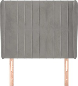 Čelo postele typu ušák světle šedé 93 x 23 x 118/128 cm samet 3118230