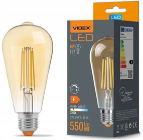 VIDEX LED žárovka filament AMBER - E27 - 6W - ST64 - stmívatelná - teplá bílá