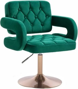 LuxuryForm DESIGN Otočná židle ADRIA VELUR na zlatém talíři - zelená