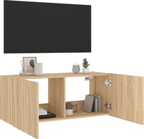 vidaXL Nástěnná TV skříňka s LED osvětlením 100x35x41 cm [837325] Barva: Betonová šedá