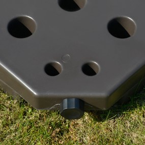 Stojan na slunečník naplnitelný 17 kg vody nebo 25 kg písku z HDPE v kávové barvě 100x100x10,5 cm pro slunečníky | Aosom.de