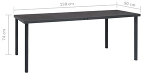vidaXL Venkovní jídelní stůl antracitový 190 x 90 x 74 cm ocel
