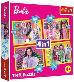 Trefl Puzzle 4v1 Šťastný svět Barbie 28,5x20,5cm v krabici 28x28x6cm