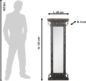 Modro-hnědé antik dřevěné nástěnné zrcadlo Mirael - 45*4*131 cm