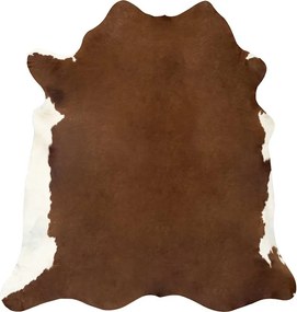 Koberec z pravé hovězí kůže hnědo-bílý 150 x 170 cm 284344