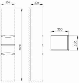 Kingsbath Liga Air 35 vysoká závěsná skříňka do koupelny Orientace: Pravá