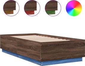 Rám postele s LED osvětlením hnědý dub 90 x 190 cm kompozit 3209666