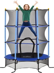 HOMCOM Dětská trampolína Ø163 cm, trampolína se síťkou, krytem okrajů, zahradní trampolína pro děti 3-10 let, max. nosnost 50 kg, modrá | Aosom