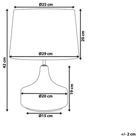 Stolní lampa se skleněnou modrou základnou a bílým stínítkem 42 cm ERZEN Beliani