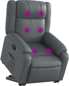 Zvedací masážní polohovací křeslo šedé umělá kůže 3205160