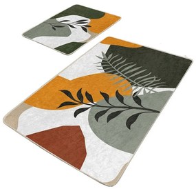 Zelené sametové koupelnové předložky v sadě 2 ks 60x100 cm Illustrated Autumn – Mila Home