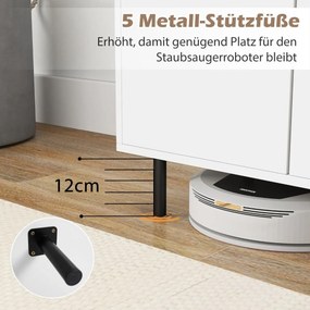 Costway Dřevěný příborník s 4 přihrádkami a 2 dvířky