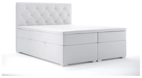 Kontinentální postel 160 cm Ronda (bílá ekokůže) (s úložným prostorem). 1044320