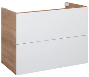 BPS-koupelny Koupelnová skříňka s keramickým umyvadlem Swing WOC 80, bílá/dub country