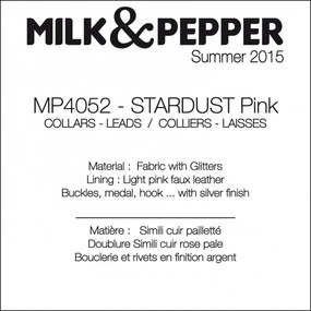 MILK&PEPPER Milkandpepper obojek pro psy Stardust Pink Velikost: 45x2 cm