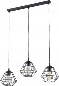 Černé geometrické trojité závěsné svítidlo drátěnka Diamond 6203 Tk Lighting