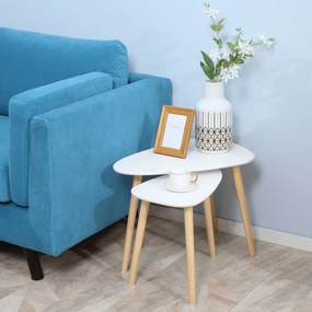HOMCOM Sada 2 vedlejších stolků se dřevěnýma nohama, skládací konferenční stolky do obývacího pokoje, ložnice a kanceláře 59,5x39,5x45 cm a 44,5x28,5…