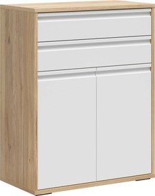 XXXLutz KOMODA, bílá, barvy dubu, 80/100/41 cm Carryhome - Šuplíkové komody - 002427031608