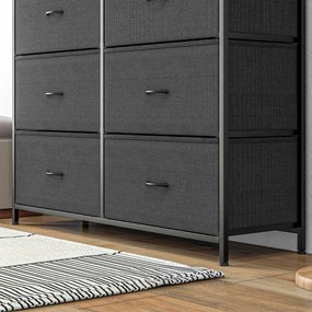 HOMCOM komoda s 10 skládacími látkovými zásuvkami moderní příborník do obývacího pokoje ložnice z oceli černý | Aosom.de