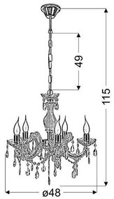 Lustr na řetězu MARIA TERESA 5xE14/40W/230V