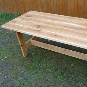 KULHÁNEK Přírodní stůl dubový Odstín nátěru: lazura - teak, Velikost desky: 210x90 cm