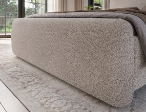 Postel Ollival 140x200, s kovovým roštem a úložným prostorem, béžové bouclé