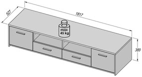 Široká TV skříňka Quadro, dub sonoma/bílá