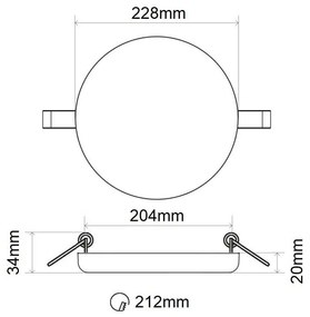 T-LED KZ36 LED panel 36W kulatý 228mm Teplá bílá