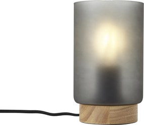 Moderní stolní lampa dřevěěná s matným šedým sklem - Umbra