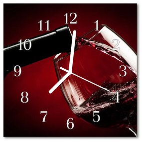 Skleněné hodiny čtvercové Sklenice na víno 30x30 cm