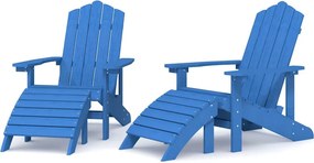 Zahradní křesla Adirondack 2 ks s podnožkami HDPE akvamarínová 3095699