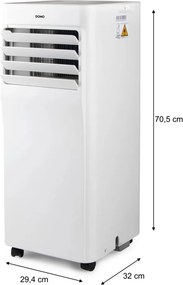Mobilní klimatizace 4v1 COOLMAX 9000 BTU - DOMO DO10181, 2,6 kW, místnosti do 30 m2, 64 dB, Třída: A, dálkové ovládání, chlazení, ventilace, odvlhčování, čištění vzduchu