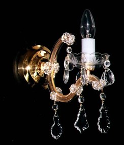1 plamenné nástěnné svítidlo Marie Therezie s miskou zdobenou ručním brusem