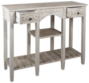 Bílý vintage dřevěný stolek Lieve – 125x40x95 cm