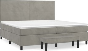 Box spring postel s matrací světle šedá 200x200 cm samet 3137743