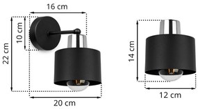 Nástěnné svítidlo Panta 1, 1x černé kovové stínítko, ch