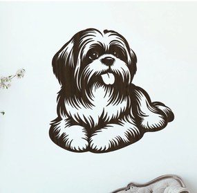 dřevo života Dřevěný obraz ležícího Shih Tzu Zvolte rozměr (cm): 60x60, Zvolte barvu dekoru: Wenge