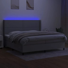Box spring postel s matrací a LED světle šedá 200x200 cm textil 3138261