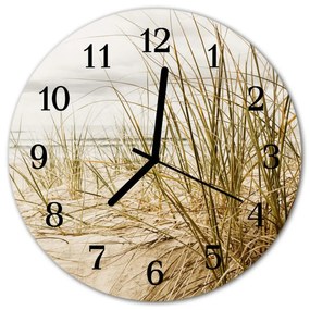 Skleněné hodiny kulaté Plážová tráva