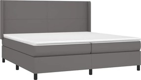 Box spring postel s matrací šedá 200x200 cm umělá kůže 3132403